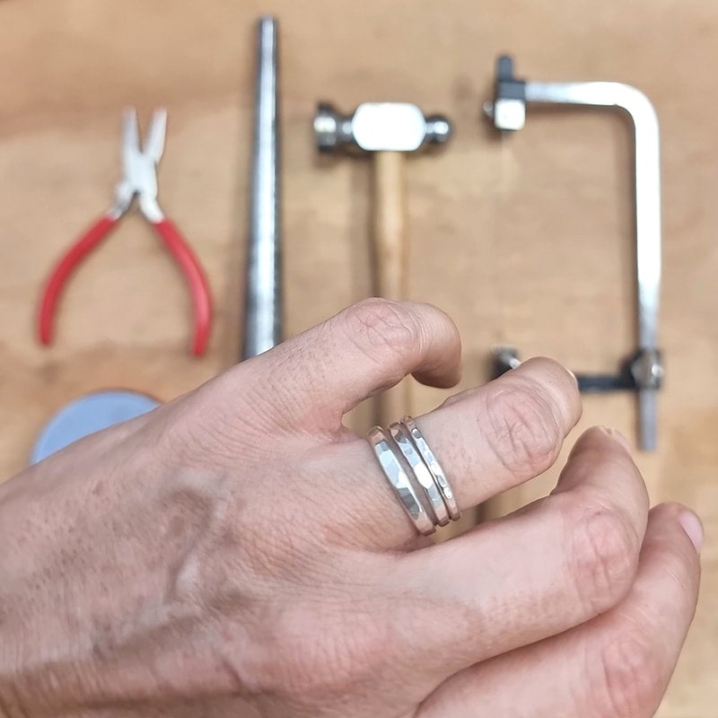 Learn basic silversmith techniques to make a set of stacking rings in ...