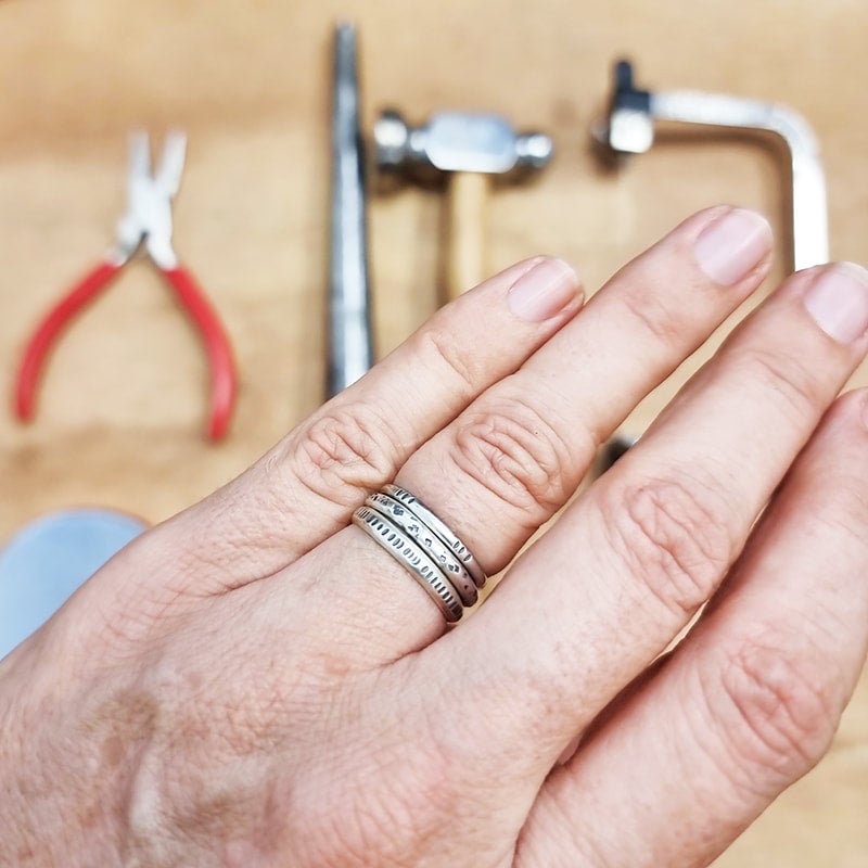 Learn basic silversmith techniques to make a set of stacking rings in ...